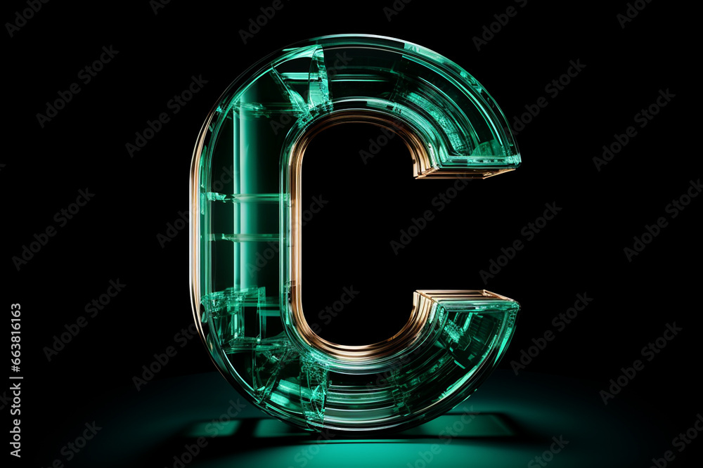 Beautiful natural 3D gemstone font design, alphabet letter C with ...