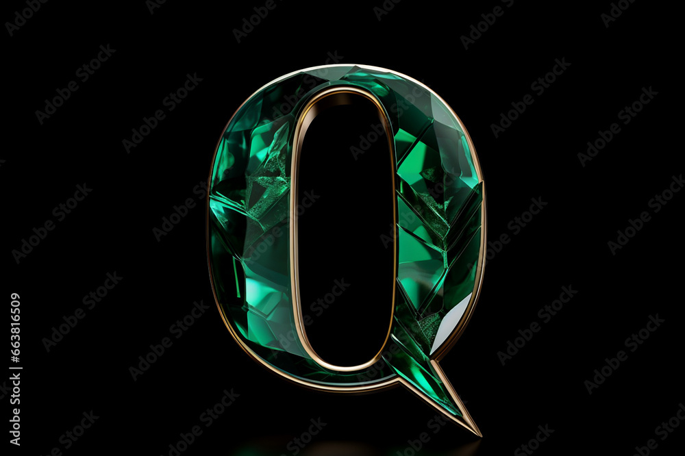 Beautiful natural 3D gemstone font design, alphabet letter Q with ...