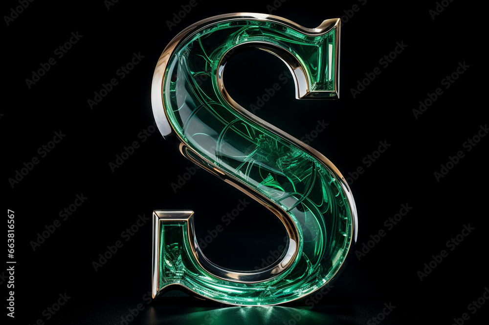 Beautiful natural 3D gemstone font design, alphabet letter S with ...