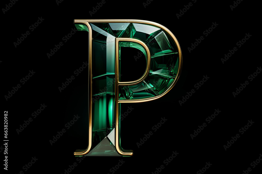 Beautiful natural 3D gemstone font design, alphabet letter P with ...