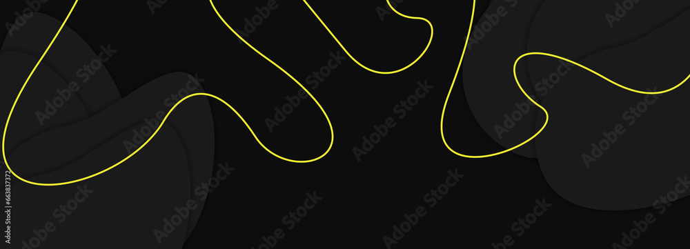Paper cut illustration with yellow colored outline on isolated black ...