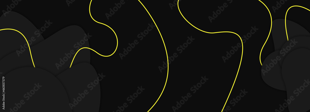 Paper cut illustration with yellow colored outline on isolated black ...
