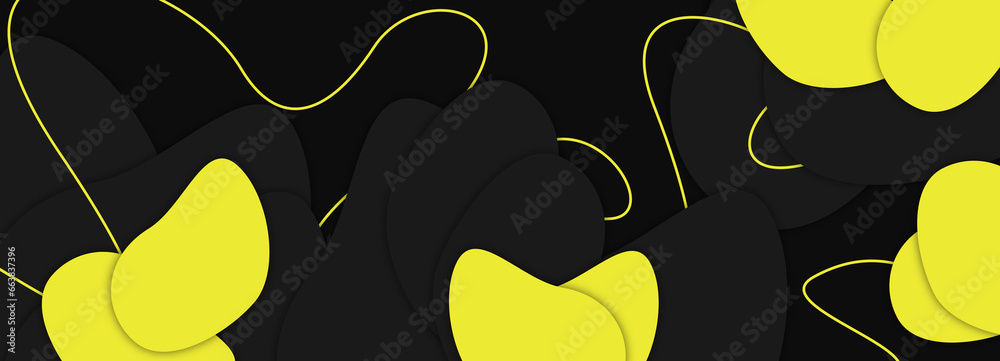 Paper cut illustration with yellow colored outline on isolated black ...