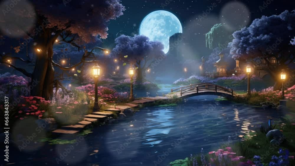 Beautiful fantasy spring nature landscape and cherry blossom tree ...