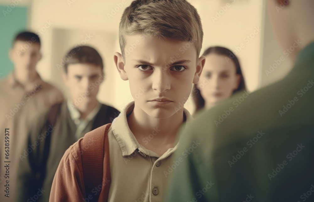 Bullying school students. People intimidation and teenagers violence ...