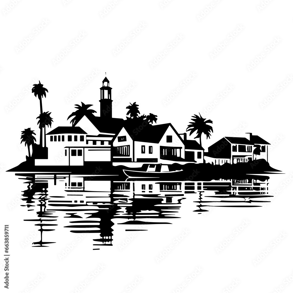 House vector, house silhouette, village vector, skyline, house, vector ...