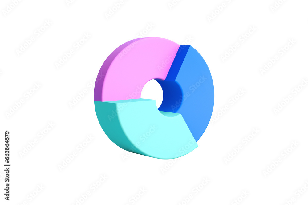 Donut chart isolated on transparent background, 3d rendering, Stock ...