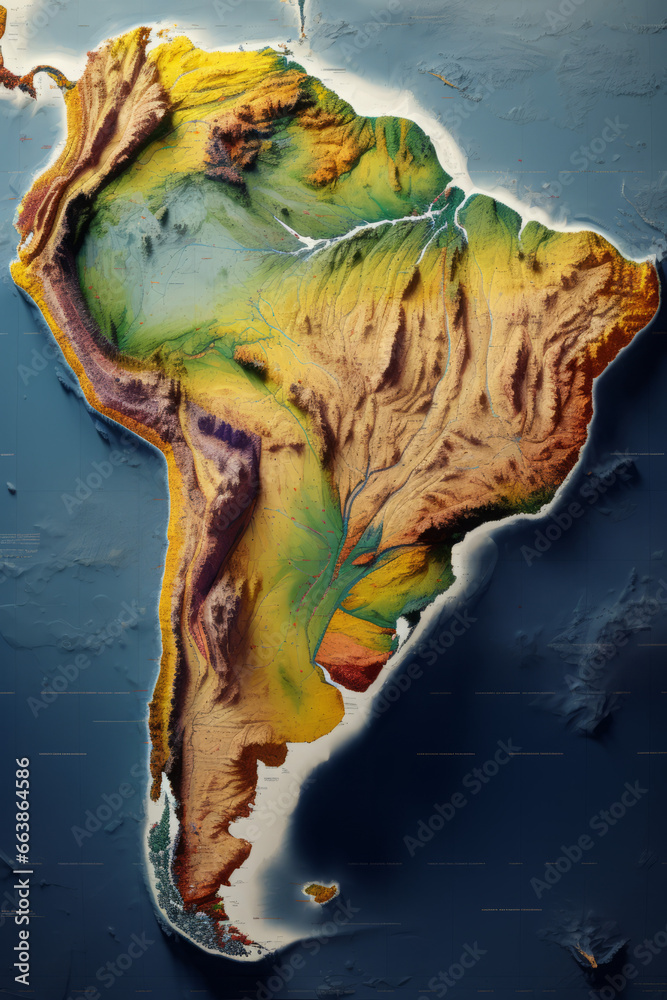 3D Map of South America: A Detailed Visual Representation of the ...