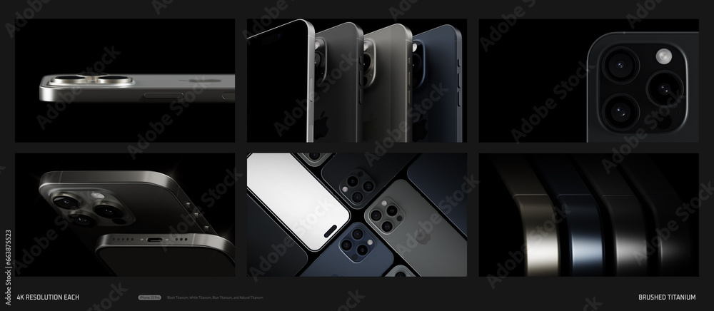 IPhone 15 pro product banner with copy space. phone with blank screen ...