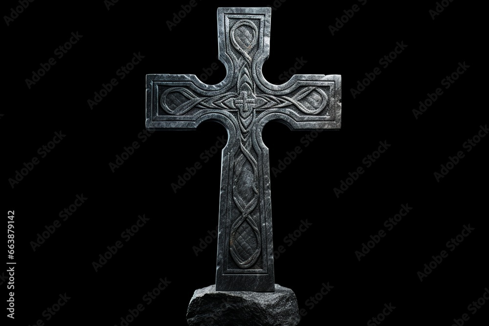Isolated Stone Cross - A Symbol of Christian Devotion Stock ...