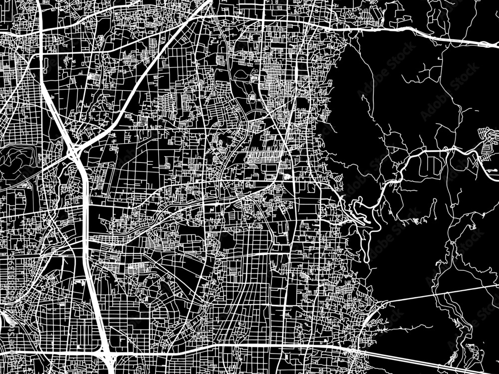 Vector road map of the city of Daito in Japan with white roads on a ...
