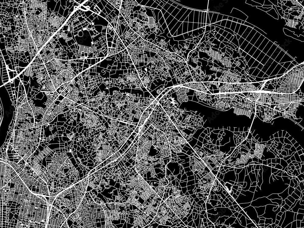 Vector road map of the city of Kashiwa in Japan with white roads on a ...