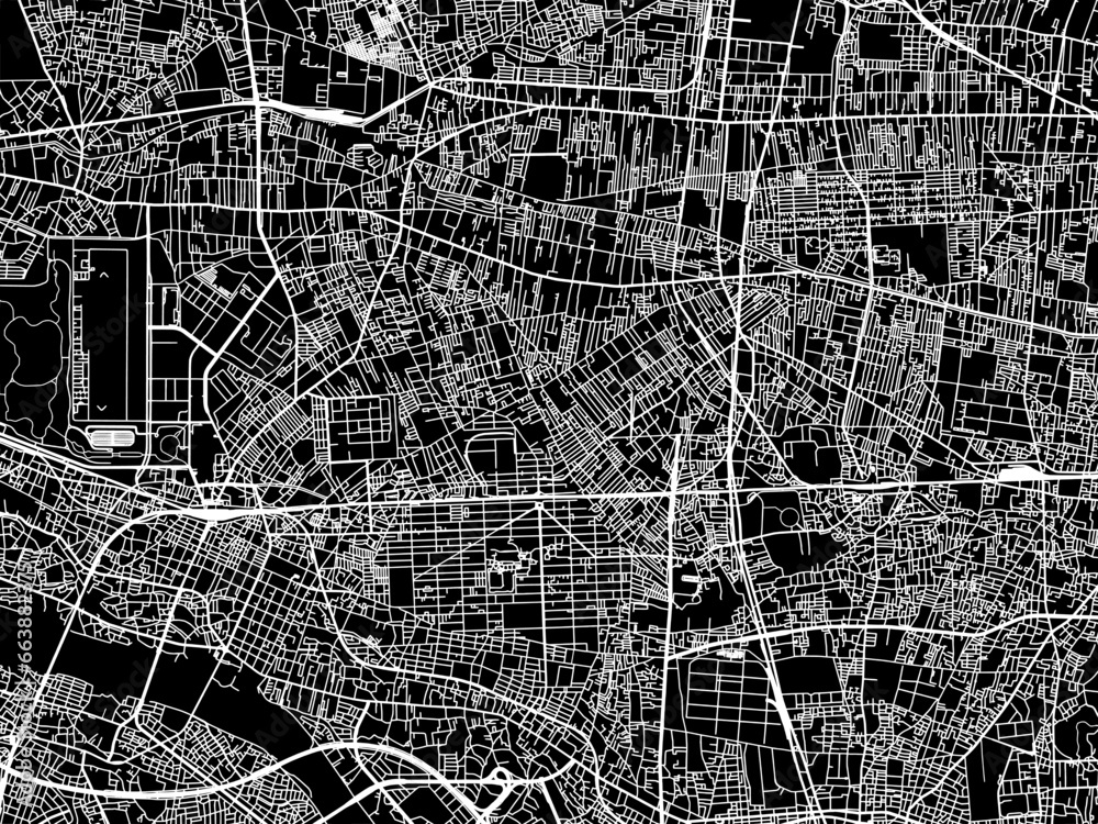 Vector road map of the city of Kokubunji in Japan with white roads on a ...