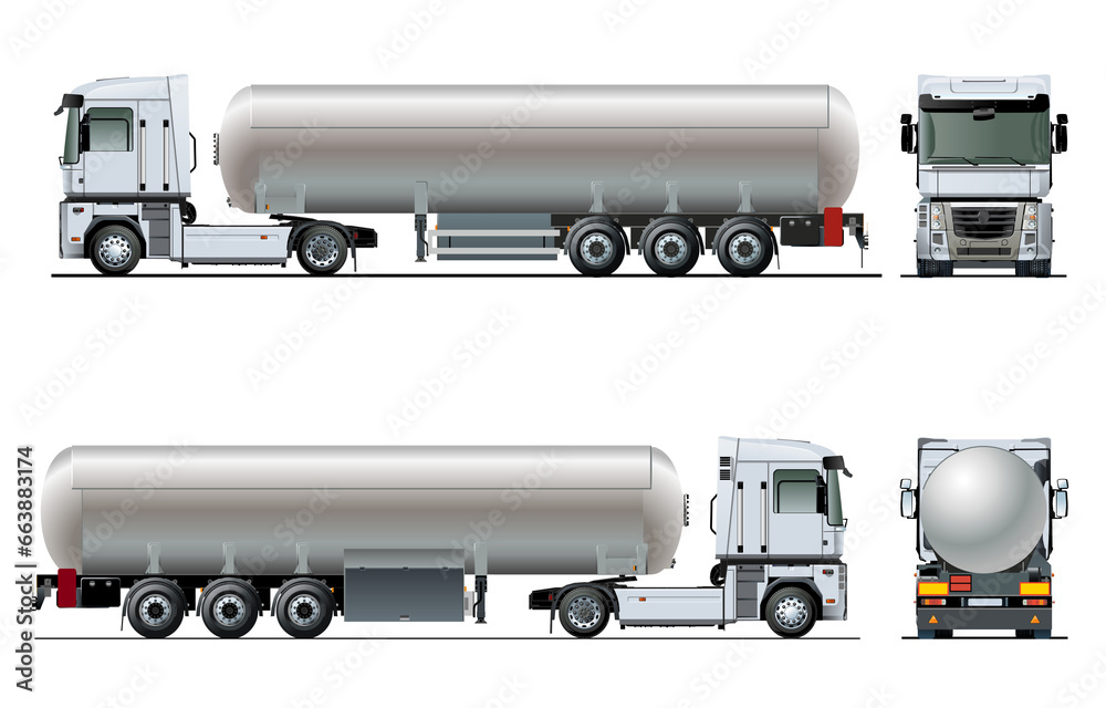 Vector realistic tanker truck template isolated on transparency ...