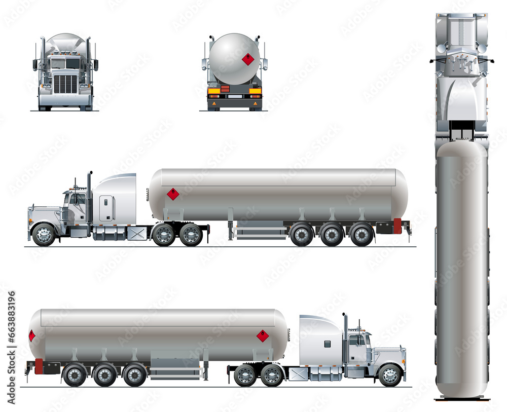 Vector realistic tanker truck template isolated on transparency ...