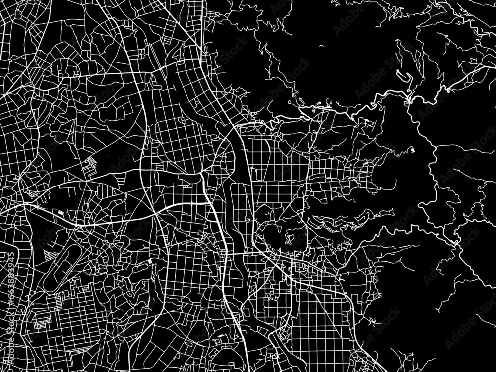 Vector road map of the city of Tsukuba in Japan with white roads on a ...