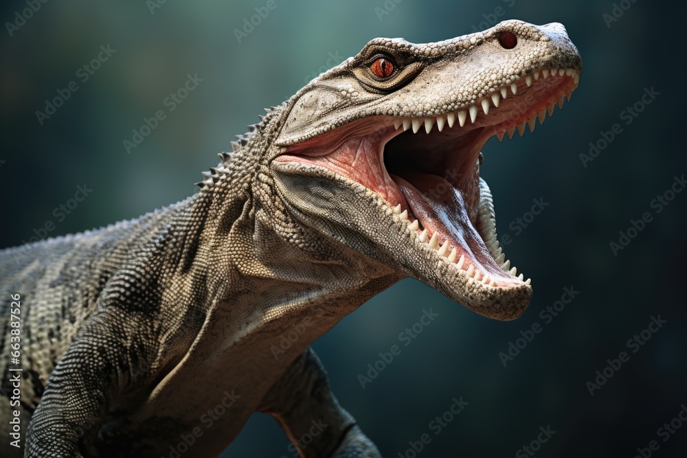 A detailed close-up image of a lizard with its mouth wide open. This ...
