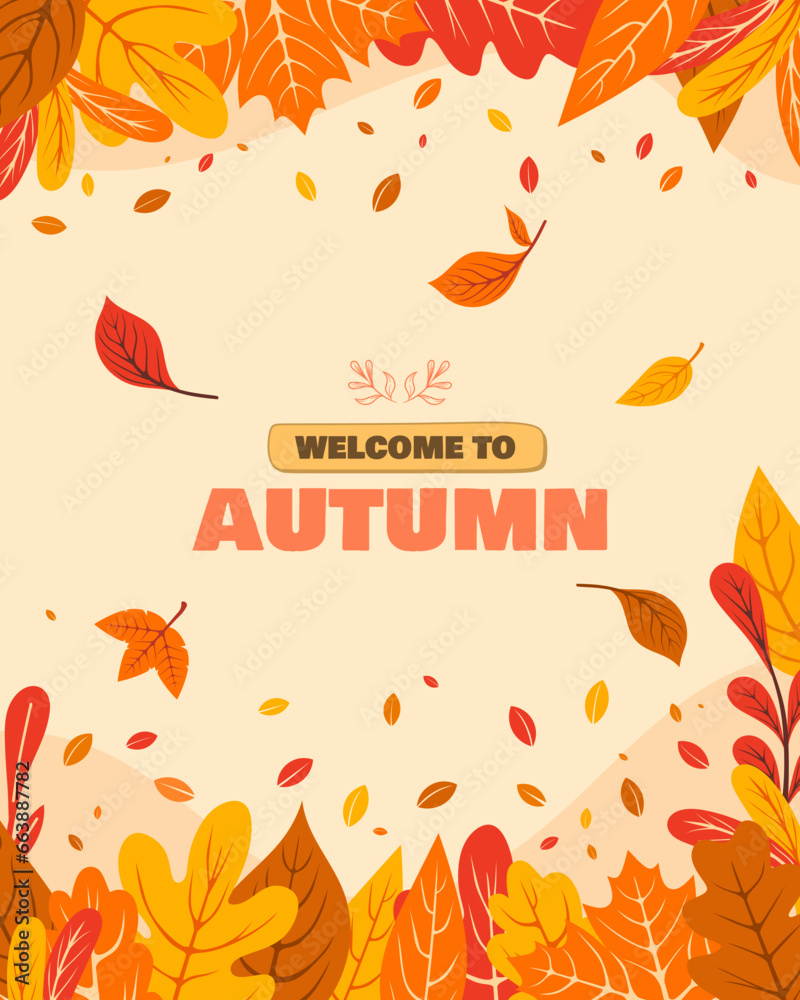 Welcome autumn background, fall season flat vector illustration Stock ...