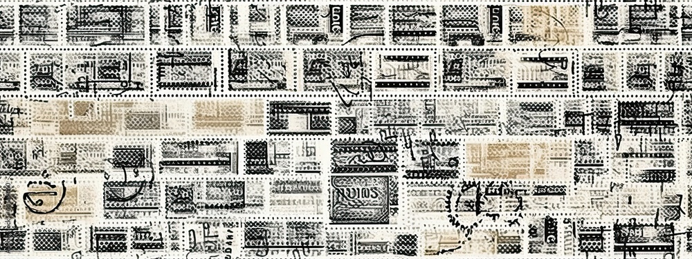 Vintage postage stamp grunge background texture template. Black and ...