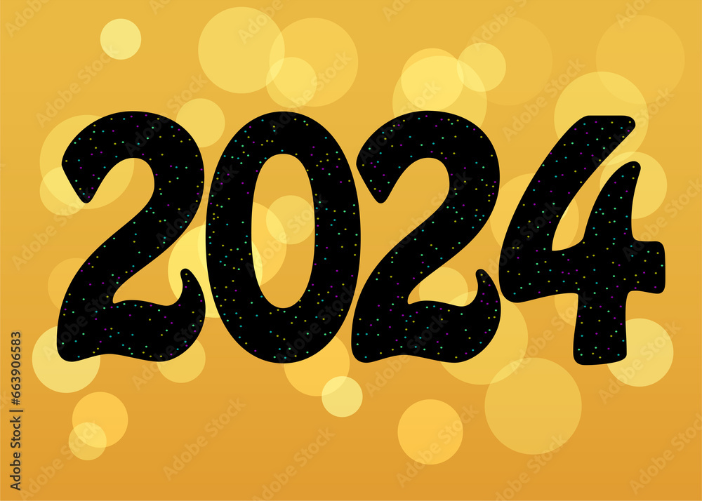 Welcoming 2024 with artistic flair! Bold black number 2024, adorned ...