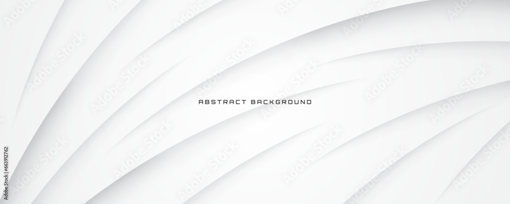 3D white geometric abstract background overlap layer on bright space ...