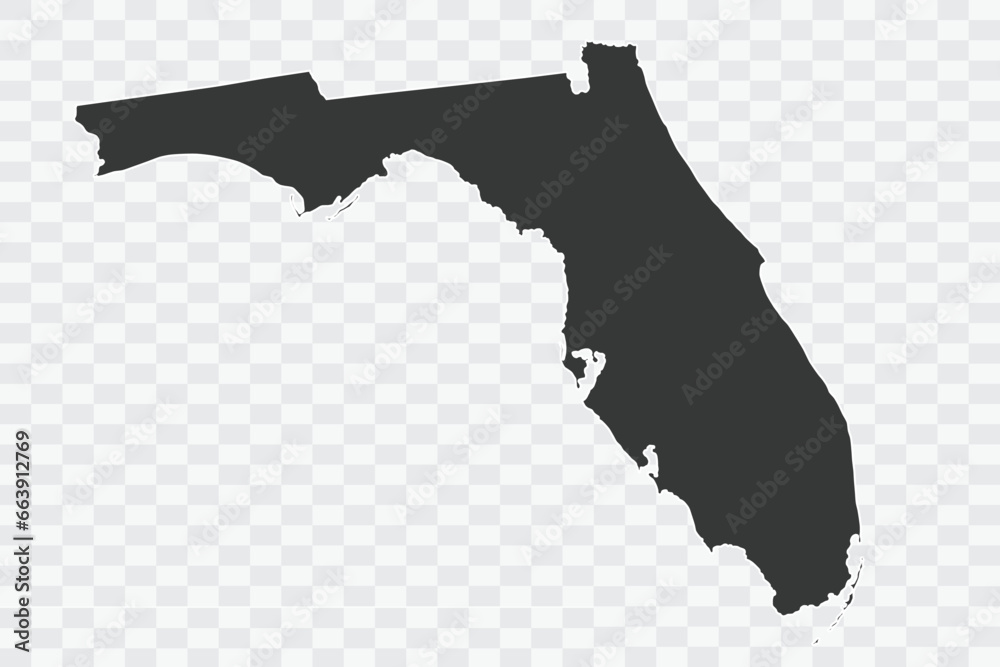 FLORIDA Map Shadow Color on White Background quality files Png Stock ...