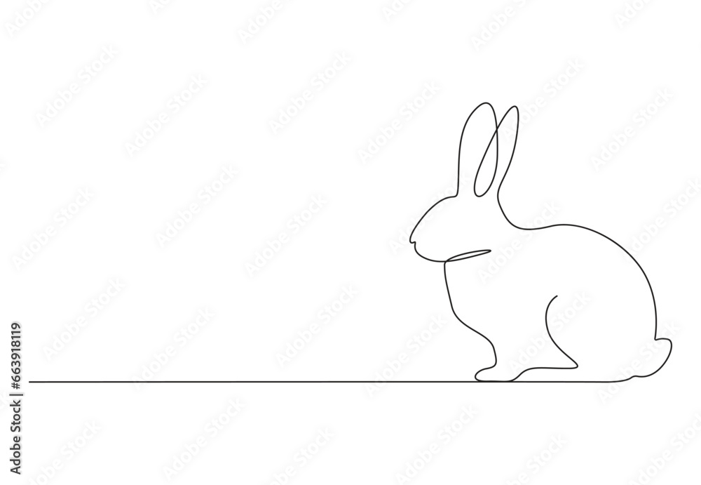 Continuous one line drawing of rabbit. Isolated on white background ...