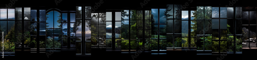An ultra-wide expansive collage showcasing an array of windows, each ...