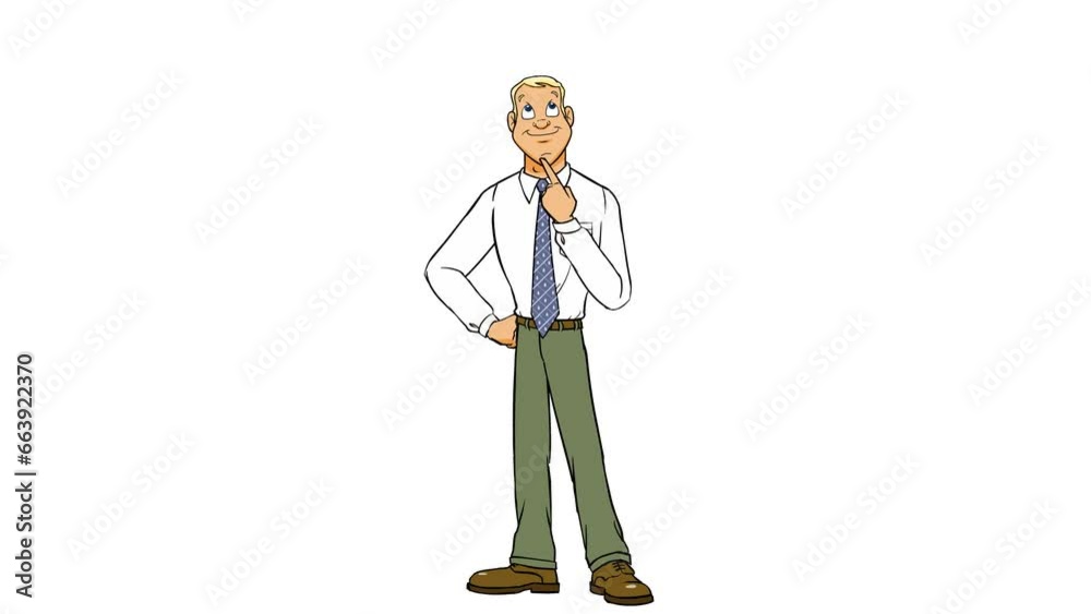 cartoon man thinking, thoughtful background and 2d animation, Cartoon ...