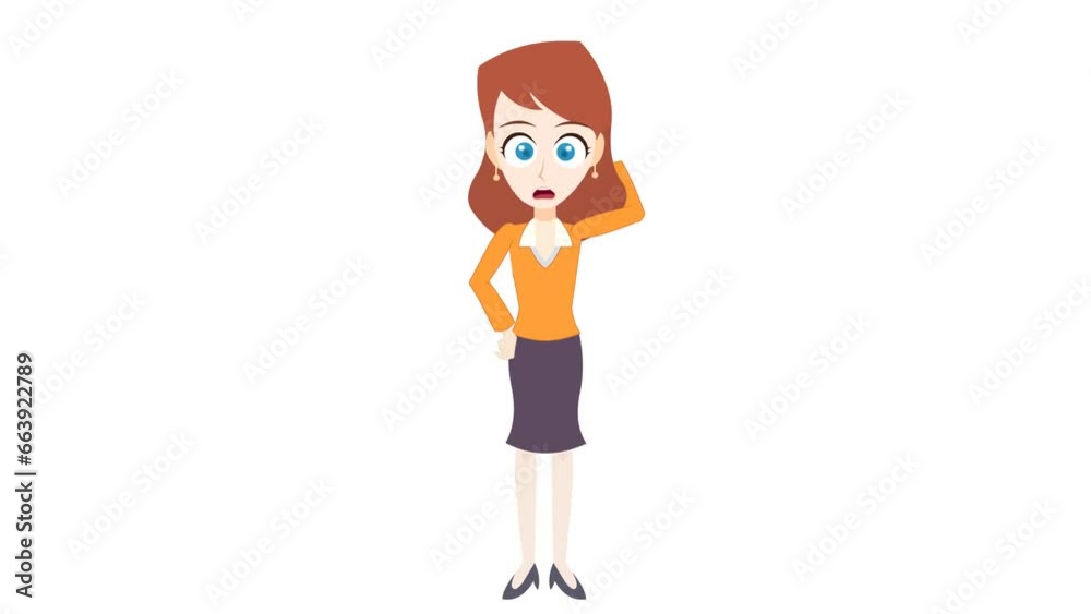 cartoon girl thinking, thoughtful background and 2d animation, Cartoon ...