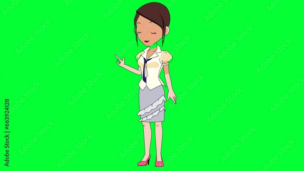 beautiful cartoon girl talking and explaining background and 2d ...