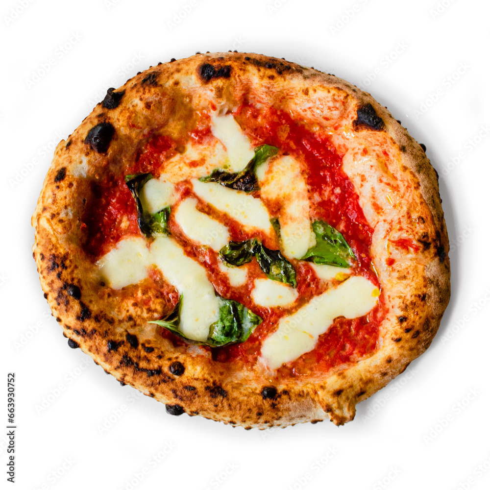 Authentic Neapolitan pizza with transparent background cutout and ...