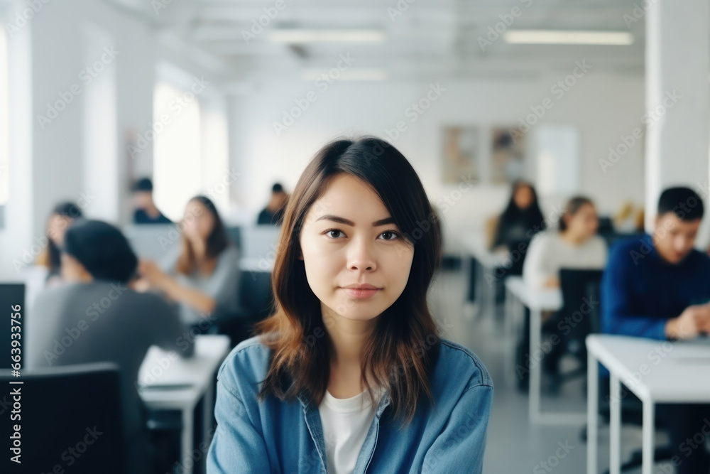 Asian female student in class learning in teams concept Stock Photo ...
