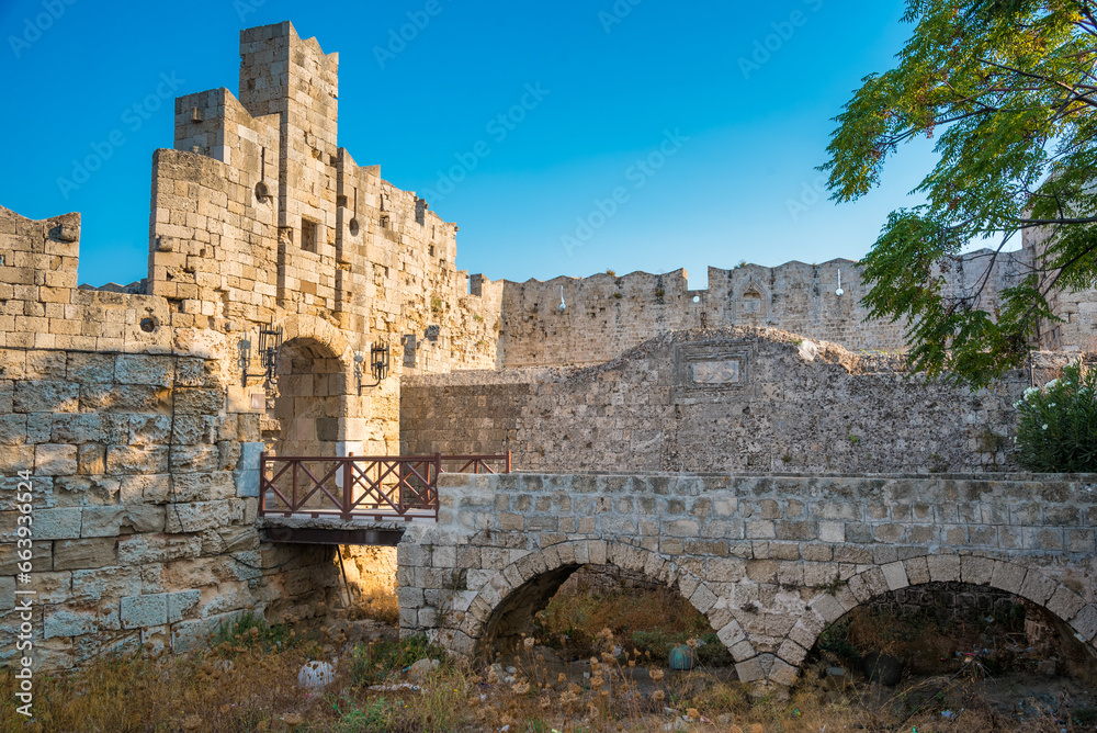 Rhodes Island, Greece, a symbol of Rhodes, the famous Knights Grand ...