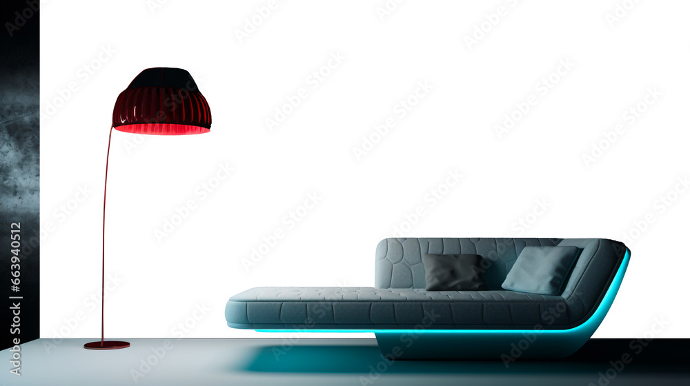 Futuristic sofa in front of a transparent wall - just add your own ...