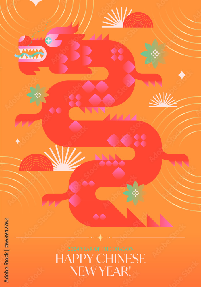 Year of the dragon 2024.Chinese New Year greeting banner template ...