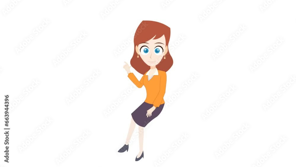 beautiful cartoon girl talking and explaining background and 2d ...