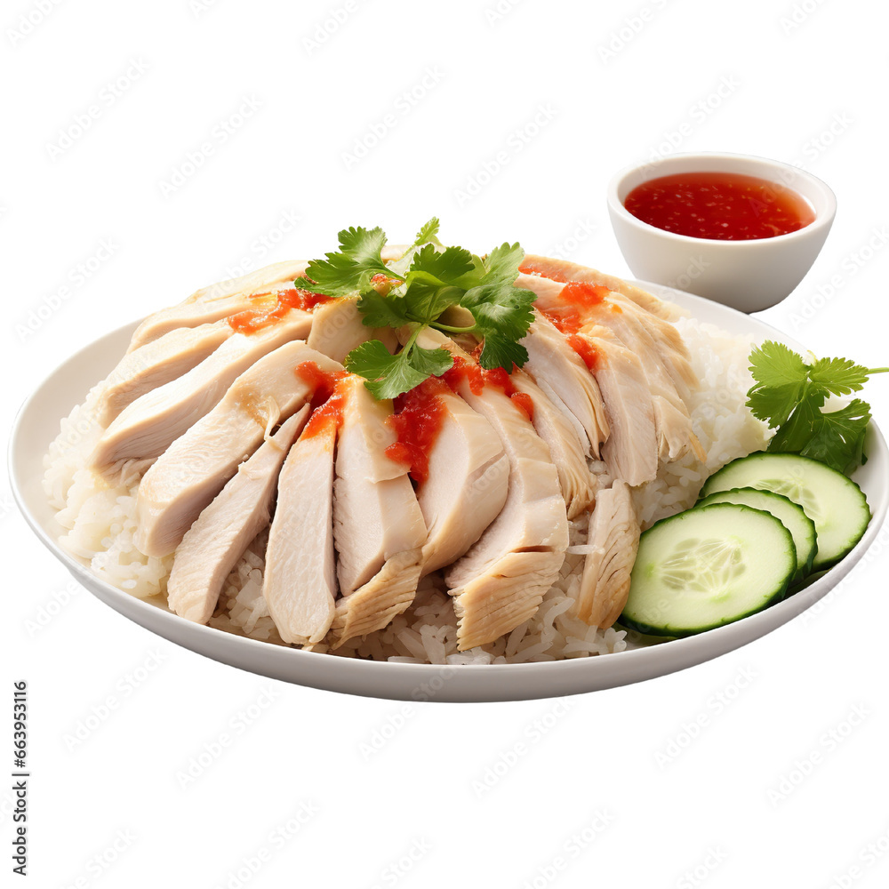 Hainanese chicken rice on a white background isolated PNG Stock ...