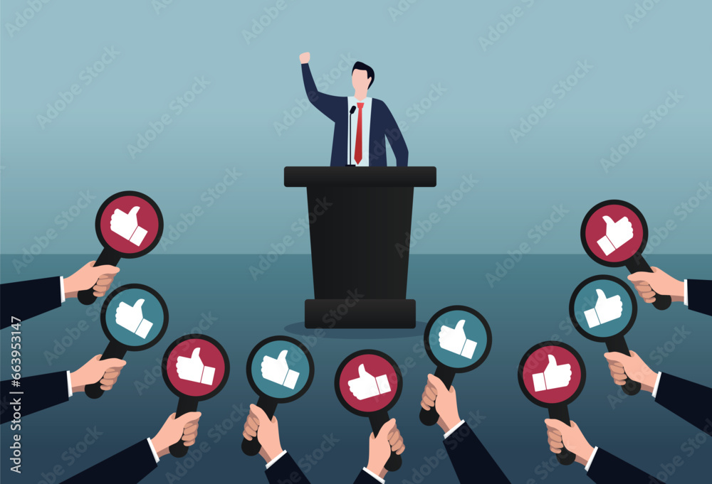 Campaign speech. The topic was adopted .Election, vote, lecture. Many ...