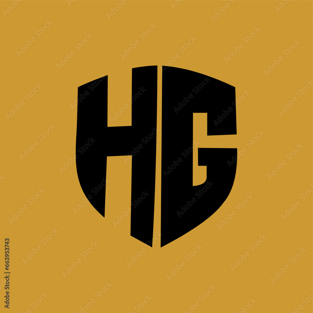 HG or GH alphabet Logo template vector illustration vector in black on ...