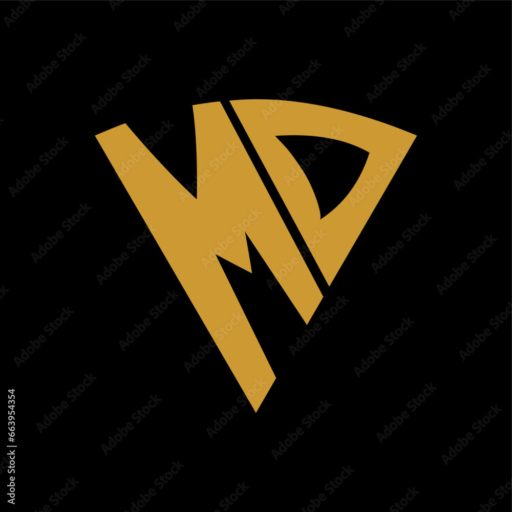 Creative minimal letter MD DM monogram logo design vector. thin line ...