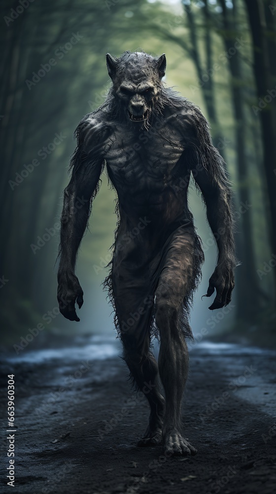 man werewolf costume walking down dirt road body structure still tv ...