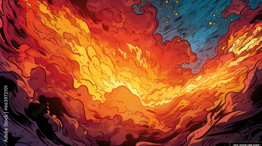 A design template page featuring fantastic fire flames and smoke ...