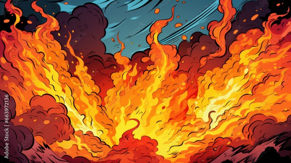 A design template page featuring fantastic fire flames and smoke ...