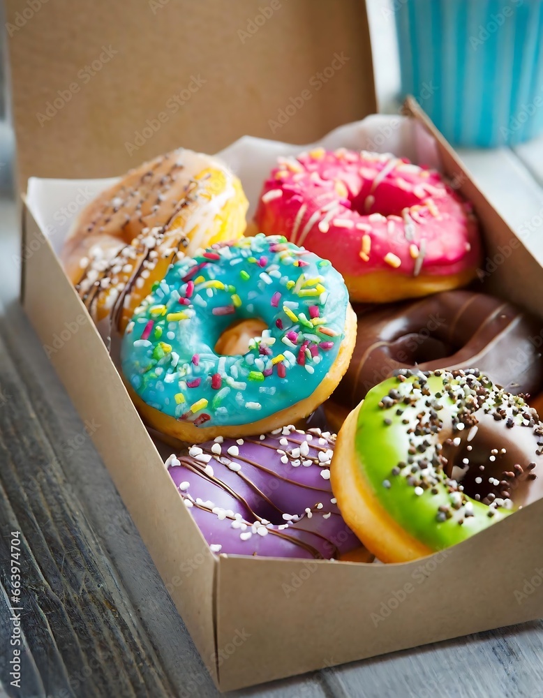 colorful donuts in a box| A box filled with lots of colorful dounts on ...