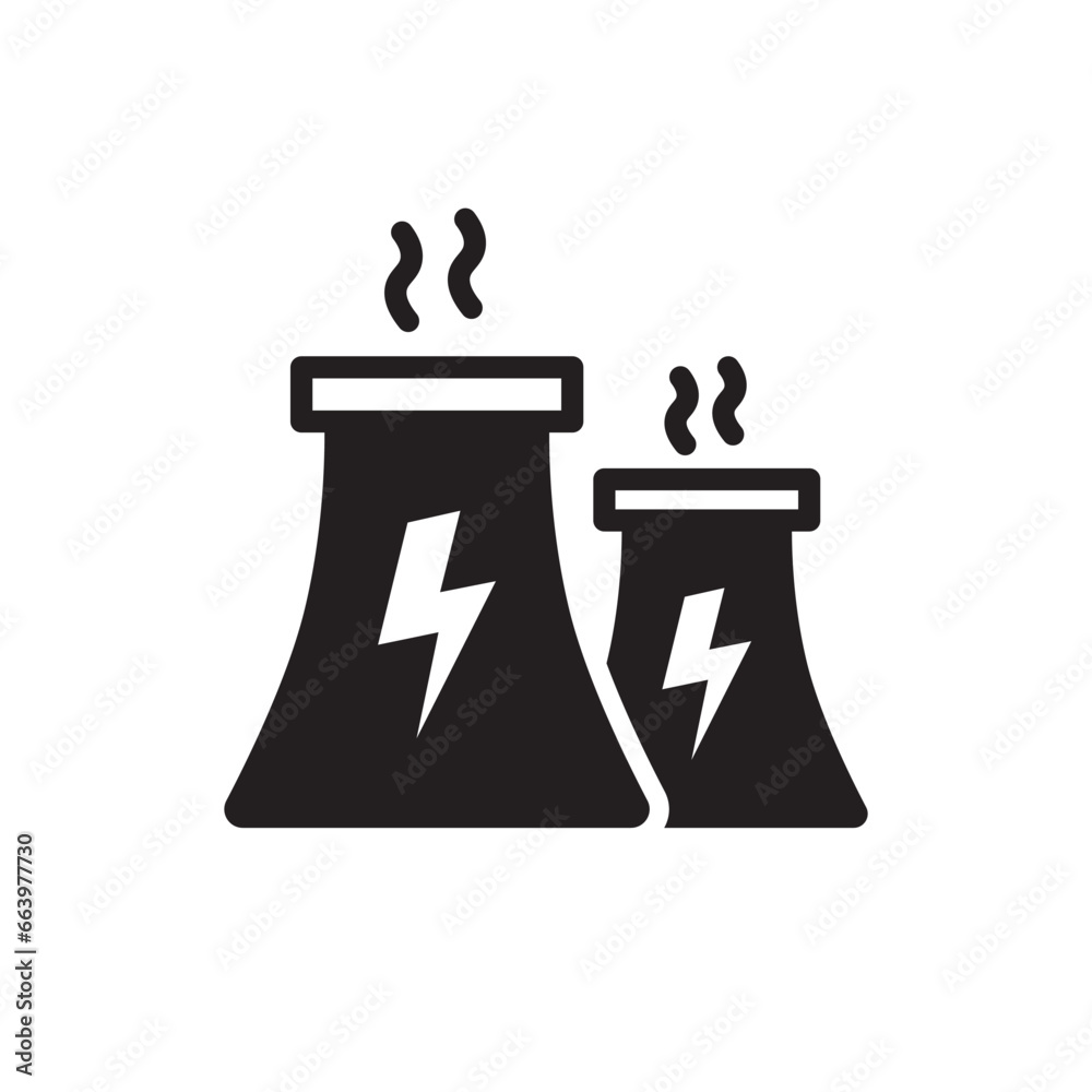 Nuclear plant icon. Nuclear plant flat sign design. Radiation vector ...