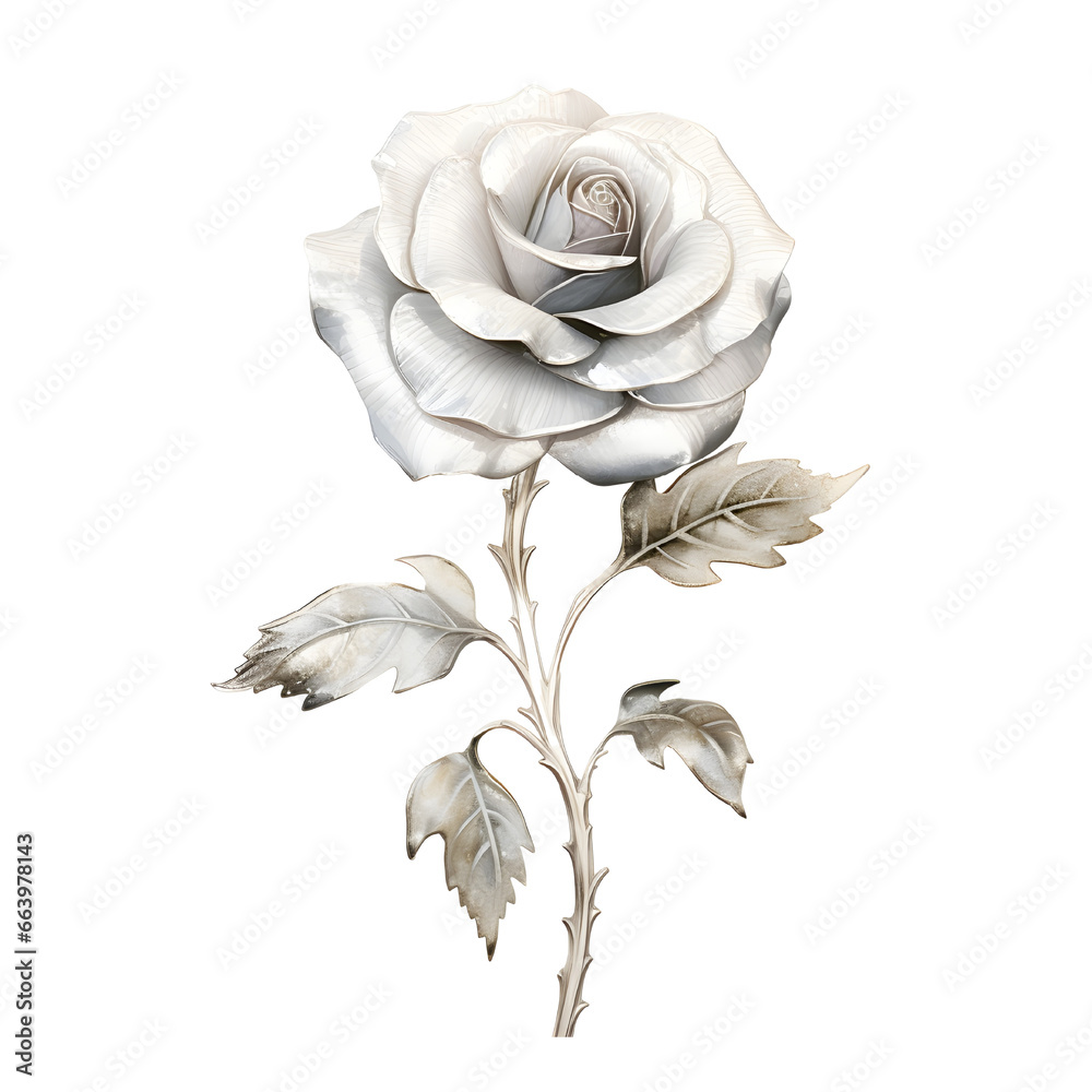 Silver Rose Watercolor Clipart, Gorgeous Roses Illustration, Wedding ...