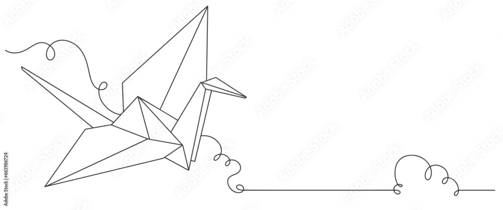 Line art vector illustration of a crane paper origami Stock Vector ...