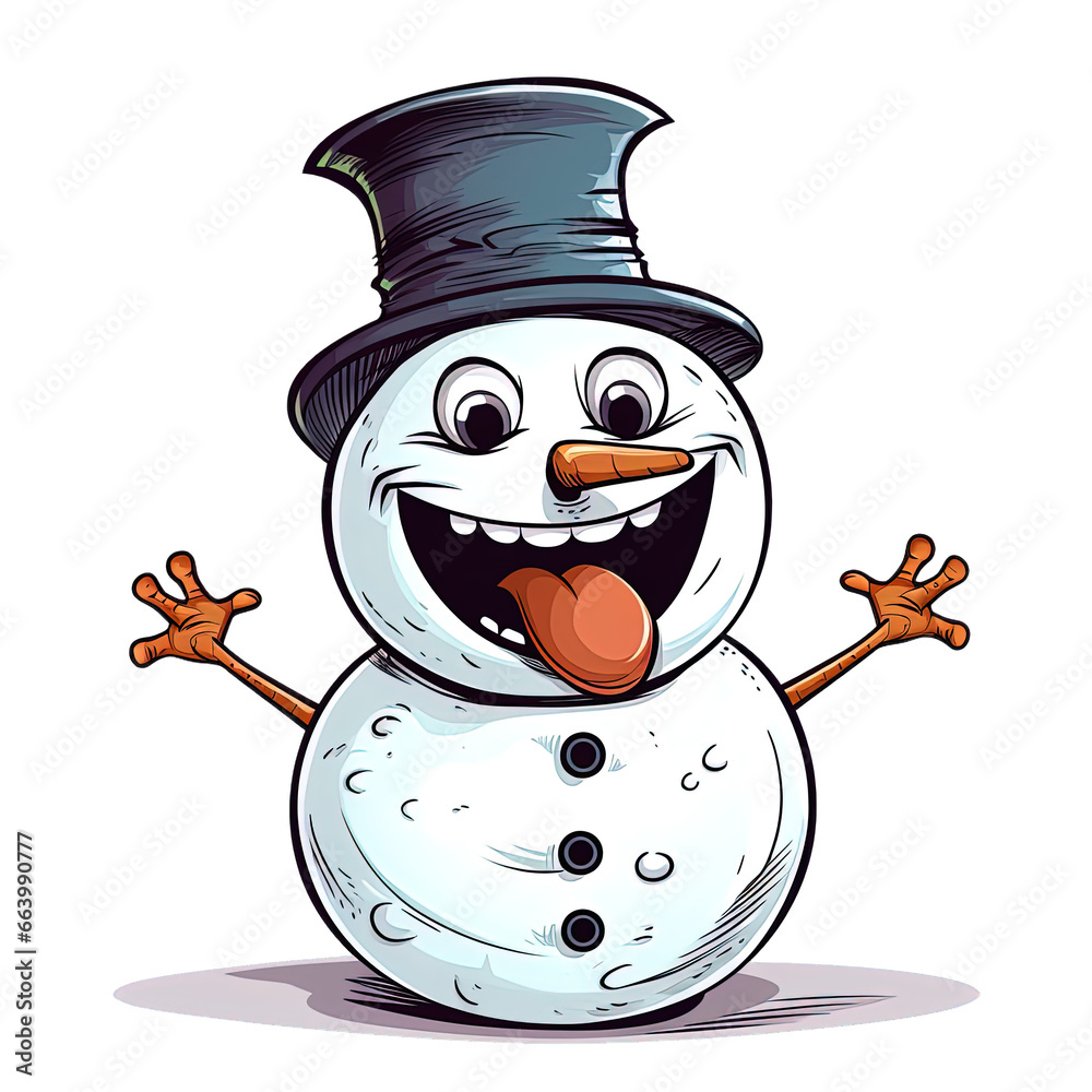 Lustiger witziger Schneemann mit Hut, transparenter Hintergrund Stock ...