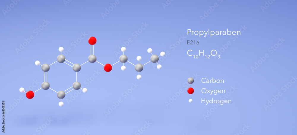 propylparaben molecule, molecular structures, food preservative e216 ...